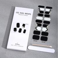 China Wholesale Non-toxic Nail Product Long Lasting Semi Cured Gel Nail Wraps Glitter 20PCS Nail UV Stickers for sale