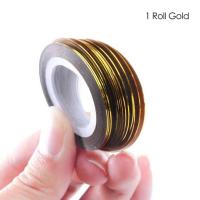 China Hot Selling Nail Stickers Adhesive Backing 1mm Gold Striping Tape Line Nail Stickers for sale