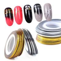 China Hot Selling Nail Stickers Adhesive Backing 1mm Gold Striping Tape Line Nail Stickers for sale