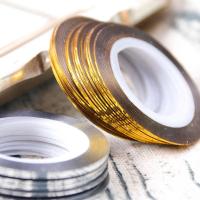 China Hot Selling Nail Stickers Adhesive Backing 1mm Gold Striping Tape Line Nail Stickers for sale