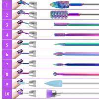 China Factory Custom 10Pcs/set Diamond Nail Drill Bit Set 3/32