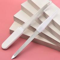 China Best Selling Custom Logo Sliver Manicure Tool Metal Washable Fingernail File Stainless Steel Nail File With Handle for sale