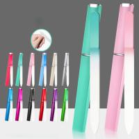 China Wholesale Customized Printing Logo Manicure Nail Art File Gradient Double Side Crystal Glass Nail With Case for sale