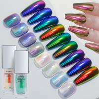 China 2023 Wholesale New Trend Private Label Aurora Mirror Nail Liquid Magic Chrome Nails Mirror Powder for sale