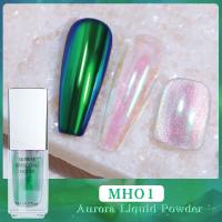 China 2023 Wholesale New Trend Private Label Aurora Mirror Nail Liquid Magic Chrome Nails Mirror Powder for sale