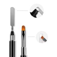 China Acrylic UV Gel Extension Brush Dual-Ended Nail Spatula Brush Poly Gel Pusher Tool for sale