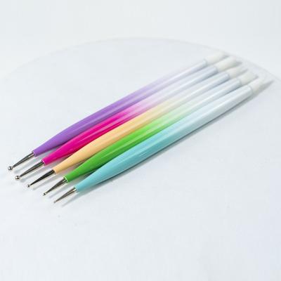 China Superior Quality Gradual Change Plastic Handle And Silicone Metal Hair Nail Art Brush for sale