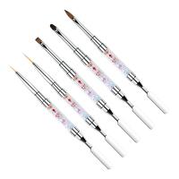 China Factory Custom Logo Metal Handle Liner UV Gel Nail Pusher Brush Set Nail Art Acrylic Brushes for sale