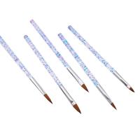 China Professional Nail Brush High Quality Custom Logo Crystal Acrylic Handle Gel Nail Art Brush Set for sale