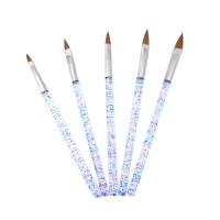 China Professional Nail Brush High Quality Custom Logo Crystal Acrylic Handle Gel Nail Art Brush Set for sale