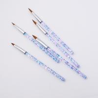 China Professional Nail Brush High Quality Custom Logo Crystal Acrylic Handle Gel Nail Art Brush Set for sale