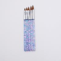 China Professional Nail Brush High Quality Custom Logo Crystal Acrylic Handle Gel Nail Art Brush Set for sale