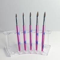 China 2023 New Product Colorful Metal Handle Size 10 Imported Nylon Head Acrylic Nail Brush For Manicure Powder for sale