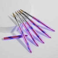China 2023 New Product Colorful Metal Handle Size 10 Imported Nylon Head Acrylic Nail Brush For Manicure Powder for sale