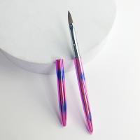 China 2023 New Product Colorful Metal Handle Size 10 Imported Nylon Head Acrylic Nail Brush For Manicure Powder for sale