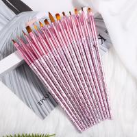 China 14pcs setJapan Import Nylon Handle Acrylic Nail Art Gel Polish Brush Glitter Flat Oval Private Label Nail Art Painting Pen Brush for sale