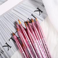 China 14pcs setJapan Import Nylon Handle Acrylic Nail Art Gel Polish Brush Glitter Flat Oval Private Label Nail Art Painting Pen Brush for sale