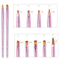 China 14pcs setJapan Import Nylon Handle Acrylic Nail Art Gel Polish Brush Glitter Flat Oval Private Label Nail Art Painting Pen Brush for sale