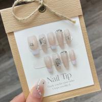 China Wholesale Handmade Press On Nails Acrylic Luxury Rhinestones Short Press On Nails for sale