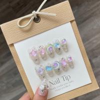 China Wholesale Handmade Press On Nails Acrylic Luxury Rhinestones Short Press On Nails for sale