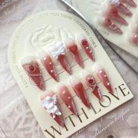 China Wholesale Handmade Press On Nails Acrylic Luxury Rhinestones Short Press On Nails for sale