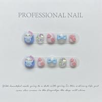 China Design Children Full Cover Fake Nails Long Tips Acrylic Handmade Kids Press On Nails for sale