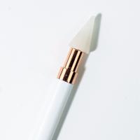 China Double Way Using Wax Carving Pencil Custom Nail Art Dotting Brush Tools White Rhinestone Picker Pen for sale