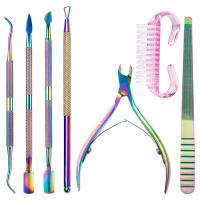China High Quality Stainless Steel Color Titanium Nail Cutter Set For Manicure & Pedicure Cuticle Remover Tools for sale
