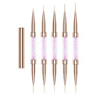 China Double Head Private Label Nail Brushes Rhinestones Handle 5mm7mm9mm11mm Liner Pen Gel Nail Brushes for sale