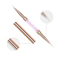 China Double Head Private Label Nail Brushes Rhinestones Handle 5mm7mm9mm11mm Liner Pen Gel Nail Brushes for sale