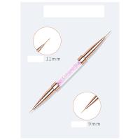China Double Use Mental Handle  Rose Gold Color Nail Liner Brush Detail Nail Art Paint Brush for sale