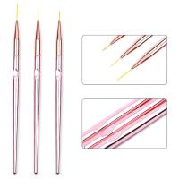 China Rose Gold Handle Nail Art Liner Brush Set 3Pcs for Professional Nail Beauty by Fangxia for sale