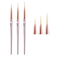 China Rose Gold Handle Nail Art Liner Brush Set 3Pcs for Professional Nail Beauty by Fangxia for sale