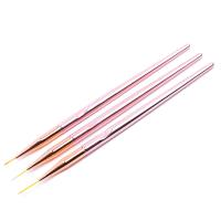 China Rose Gold Handle Nail Art Liner Brush Set 3Pcs for Professional Nail Beauty by Fangxia for sale