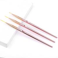 China Rose Gold Handle Nail Art Liner Brush Set 3Pcs for Professional Nail Beauty by Fangxia for sale
