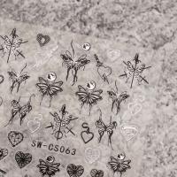 China Hot Selling Beauty Nails Nail Decorations Gold Foil And Silver Color Decals Self Adhesive Butterfly Nail Sticker for sale