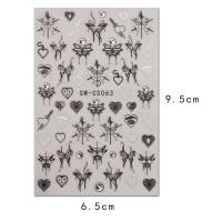 China Hot Selling Beauty Nails Nail Decorations Gold Foil And Silver Color Decals Self Adhesive Butterfly Nail Sticker for sale