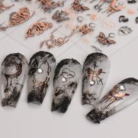 China Hot Selling Beauty Nails Nail Decorations Gold Foil And Silver Color Decals Self Adhesive Butterfly Nail Sticker for sale