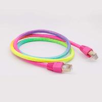 China Rainbow Color Braided Cat8 Patch Cable 26AWG To Match Colored Lights for sale