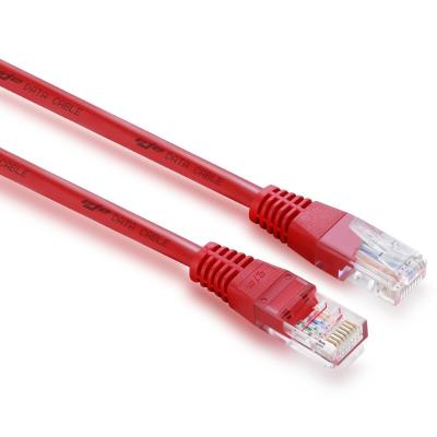 China Copper Conductor Cat5E Ethernet Patch Cable 30V Red With Gold Plated Connector for sale
