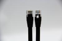 China Flat Black Bare Copper Cat.5E Ethernet Cable 30AWG 1M 1000Mbps For Laptop Office Home Networking for sale