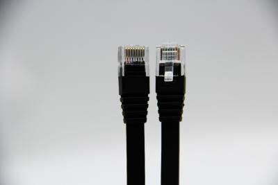 China Flat Black Bare Copper Cat.5E Ethernet Cable 30AWG 1M 1000Mbps For Laptop Office Home Networking for sale