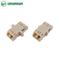 China Beige One-Piece Shape Flangeless Duplex LC Fiber Optic Adapter for sale