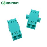 China Ceramic Sleeve 0.2dB LC/APC SM Duplex One Piece Type LC Fiber Optic Adapter With Flange for sale