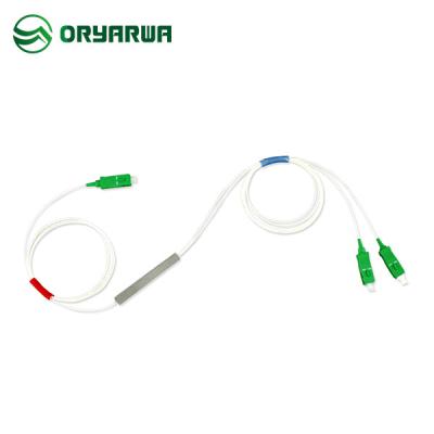 China 1x2 SC APC Fiber Optic Hydrel Fiber Cable Mini PLC Splitter Steel Tube for sale
