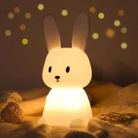 China Cute Soft Rabbit Silicone LED Night Light With Touch Sensor Color Change for sale