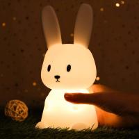 China Cute Soft Rabbit Silicone LED Night Light With Touch Sensor Color Change for sale