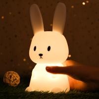 China Cute Soft Rabbit Silicone LED Night Light With Touch Sensor Color Change for sale