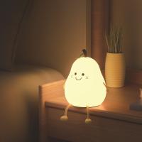 China 2W Kids Pear Silicone Night Light 1200mah Battery USB Powered for sale