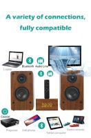 China 50 Watt Wooden Bookshelf Speakers , Active Bluetooth Speakers For Home Decoration for sale